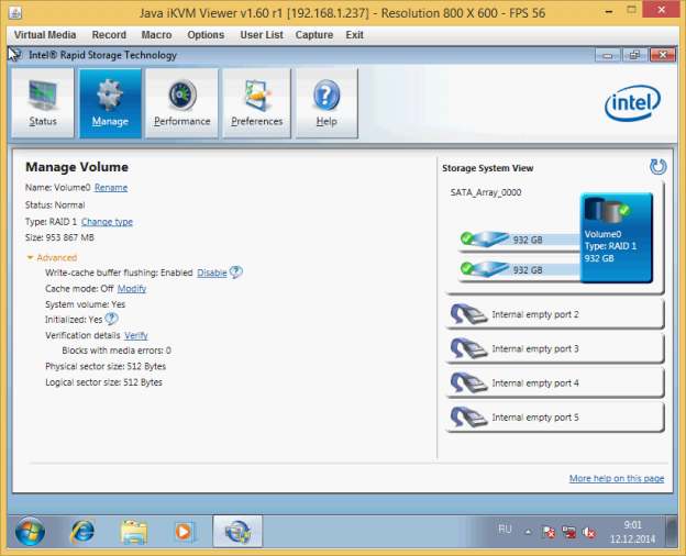 Intel 3420 chipset. Замена вышедшего из строя диска RAID 1 - blog.bissquit.com